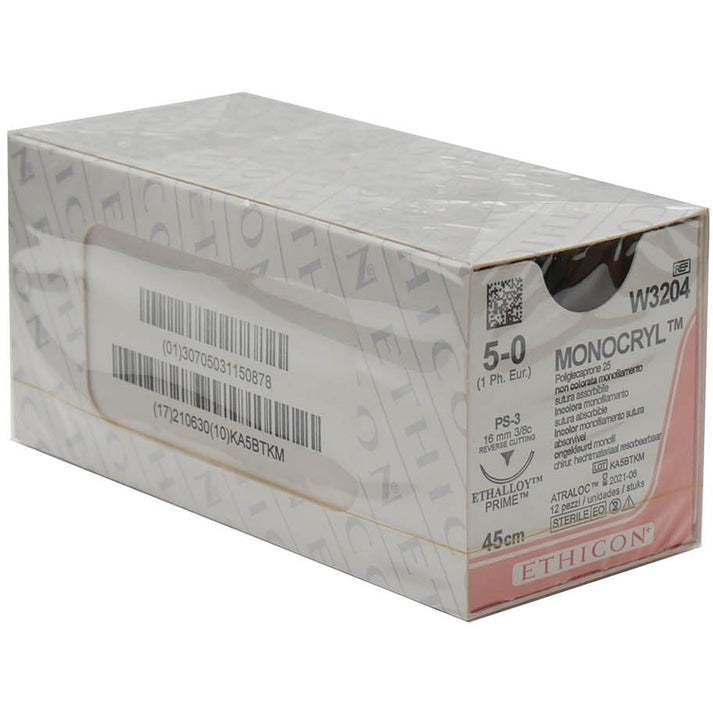 MONOCRYL Suture - 16mm 45cm 5-0 1 (x12) - Undyed – Medisave UK