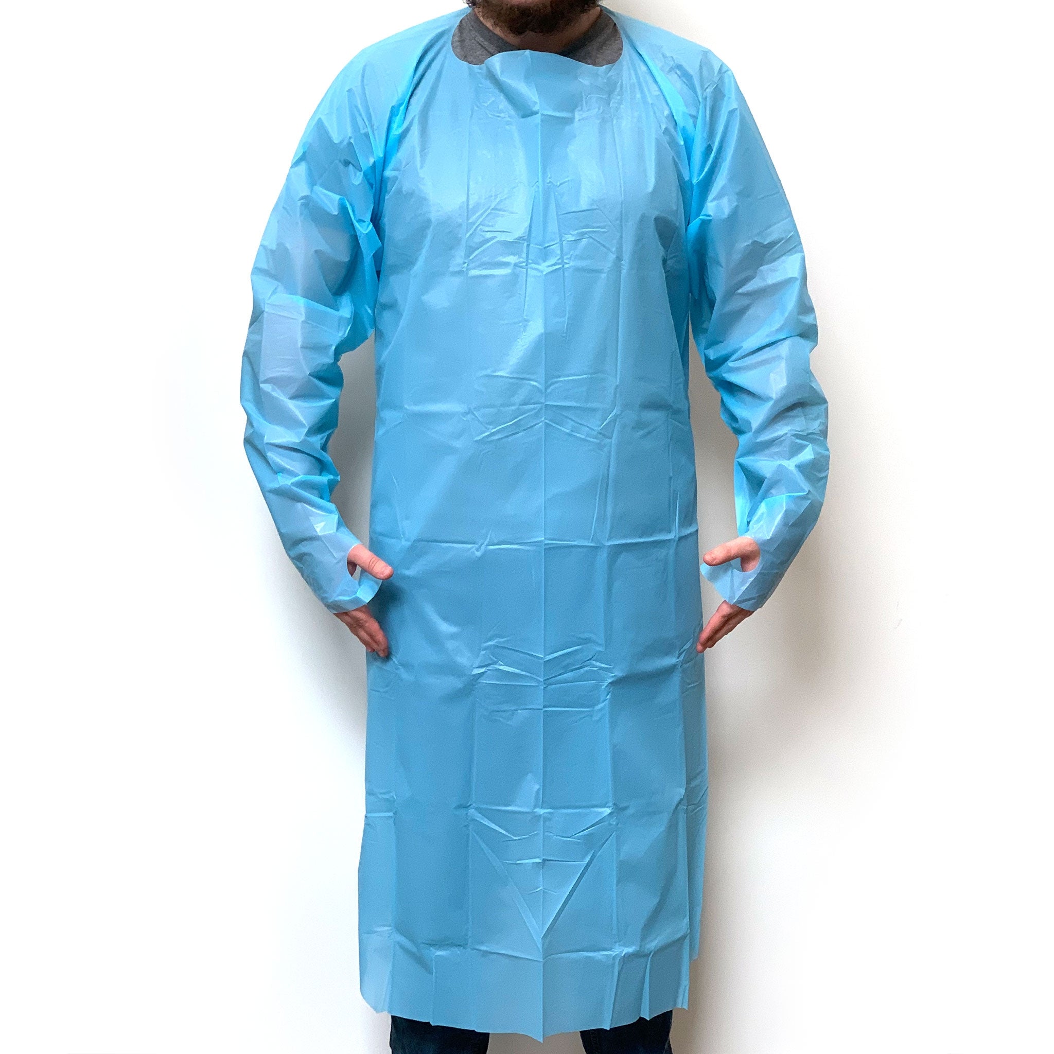 Protective Thumb Loop Gown – PPE Cat I Certified - Fluid Resistant - B ...