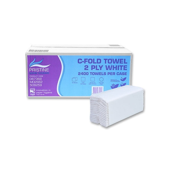 PRISTINE 2Ply C-Fold Hand Towel White Pack of 2295 (15 x 153) – Medisave UK