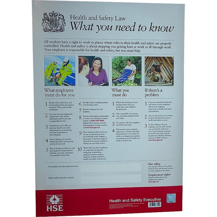 Health & Safety Law Poster, A2 Flexible Plastic – Medisave UK