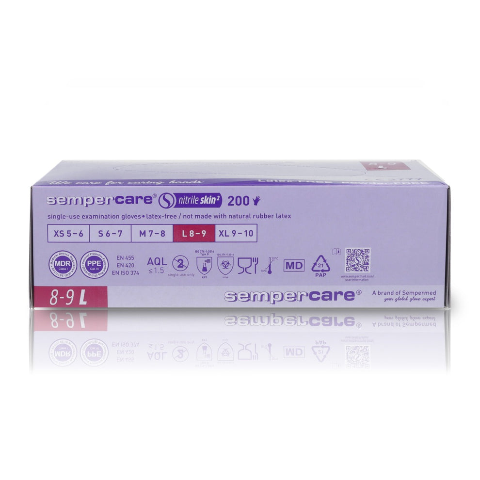Sempercare Nitrile Skin2 Large Box of 200 Gloves – Medisave UK