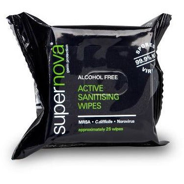 Supernova Active Sanitising Wipes x 25 – Medisave UK
