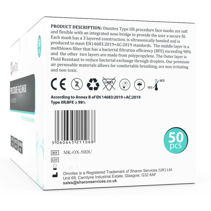 Face Masks - Type IIR with Ear Loops - Black - Box of 50 – Medisave UK