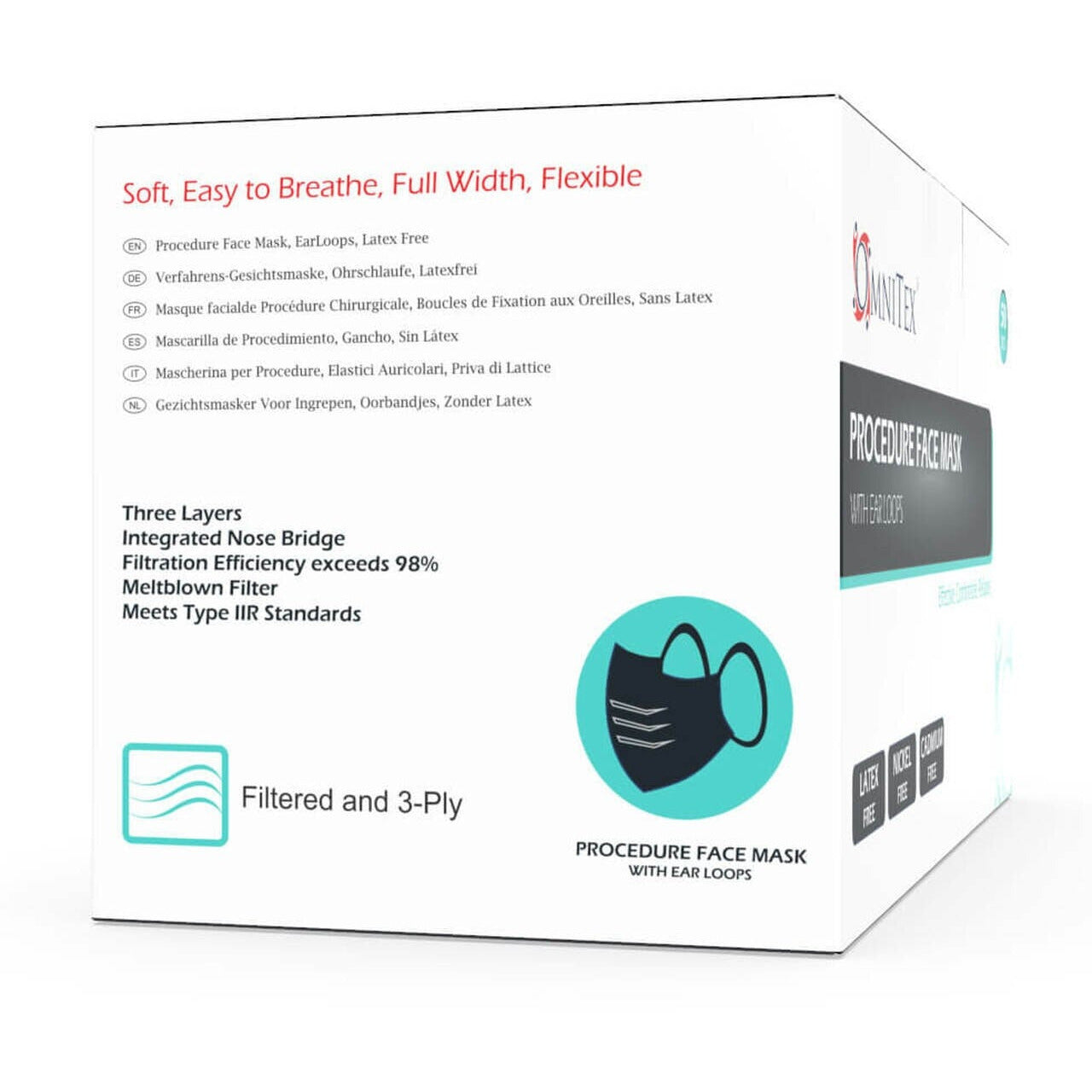 Face Masks - Type IIR with Ear Loops - Black - Box of 50 – Medisave UK