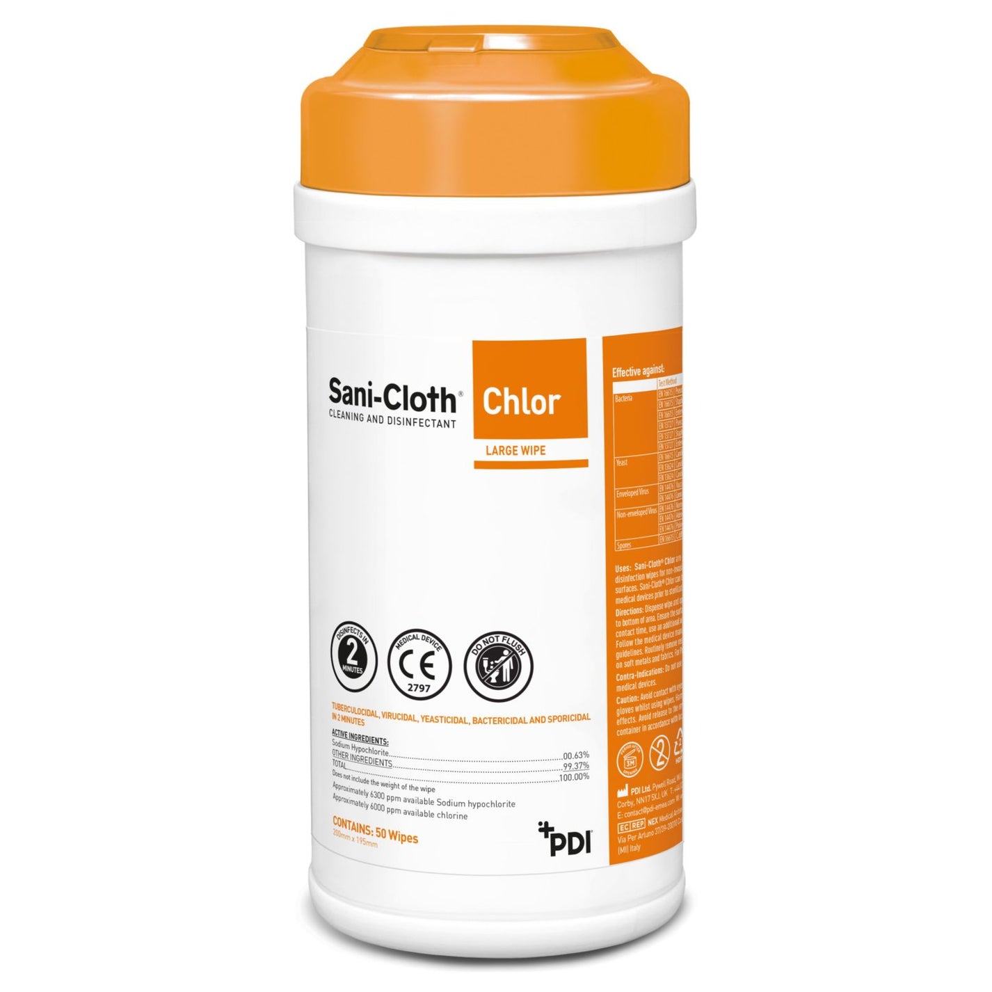 PDI Sani Cloth Chlor - Disinfectant Wipes x 50 – Medisave UK