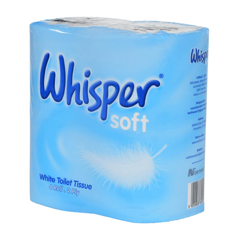 Whisper Soft 2 Ply Toilet Roll x 40 Rolls (10 Packs Of 4) – Medisave UK